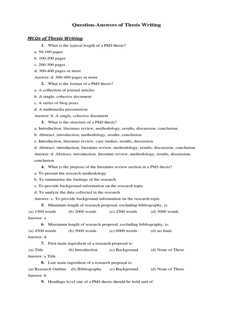 Question-Answers of Thesis Writing For Final | PDF | Statistics | Experiment
