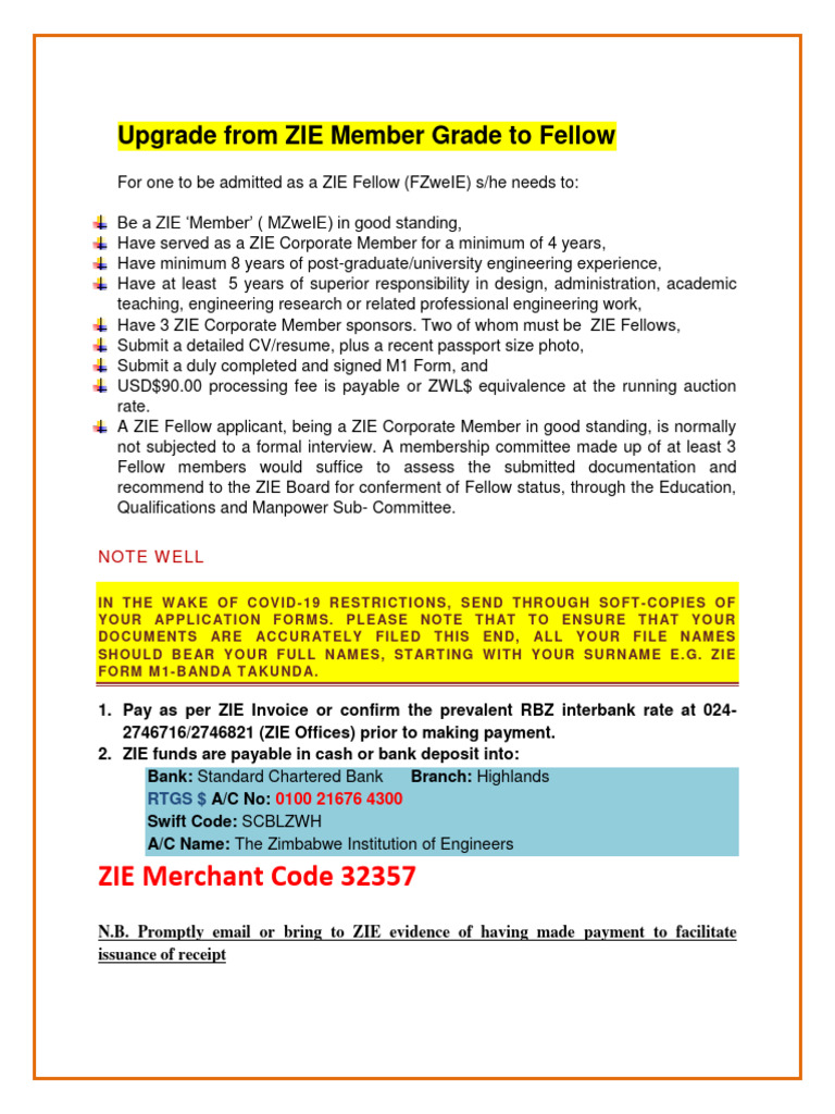 ZIE Fellow Upgrade Requirements | PDF
