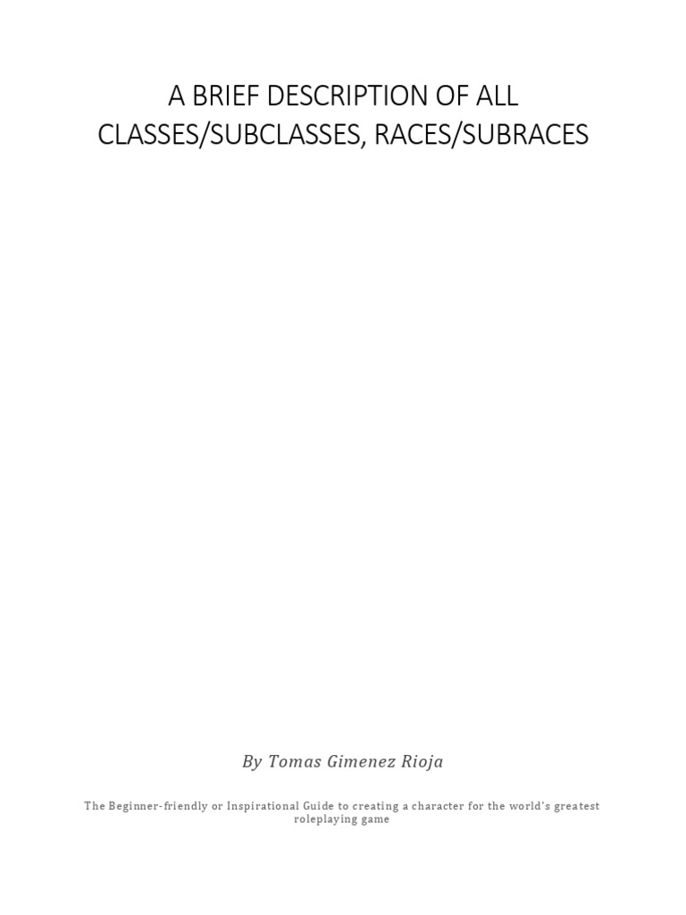 1298202-Classes Subclasses - Simplified Printer Friendly | PDF | Gary Gygax Games | Dungeons ...