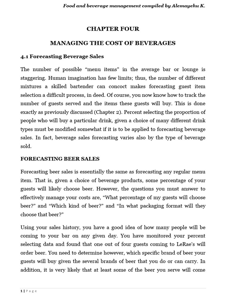Beverage Cost Management Strategies | PDF | Drink | Wine