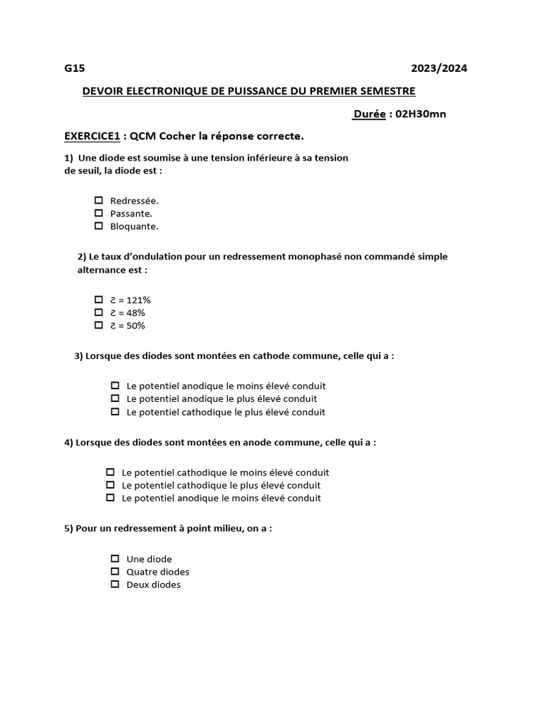 Devoir MECA | PDF | Redresseur | Ingénierie de l'énergie électrique