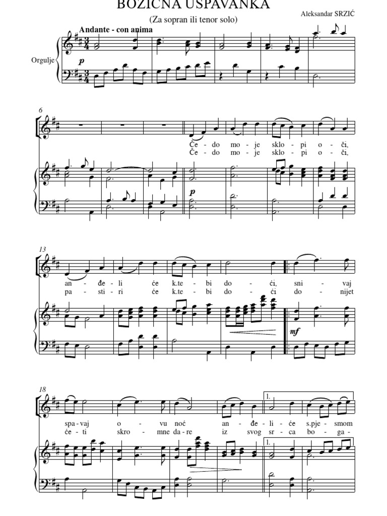Božićna Uspavanka (Solo) - Srzić | PDF