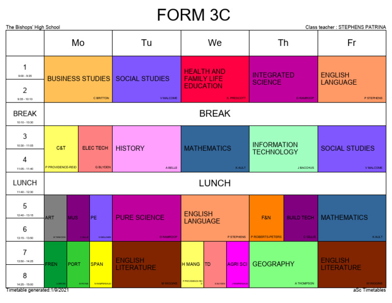 Class Timetables 10 | PDF | Science | Observation