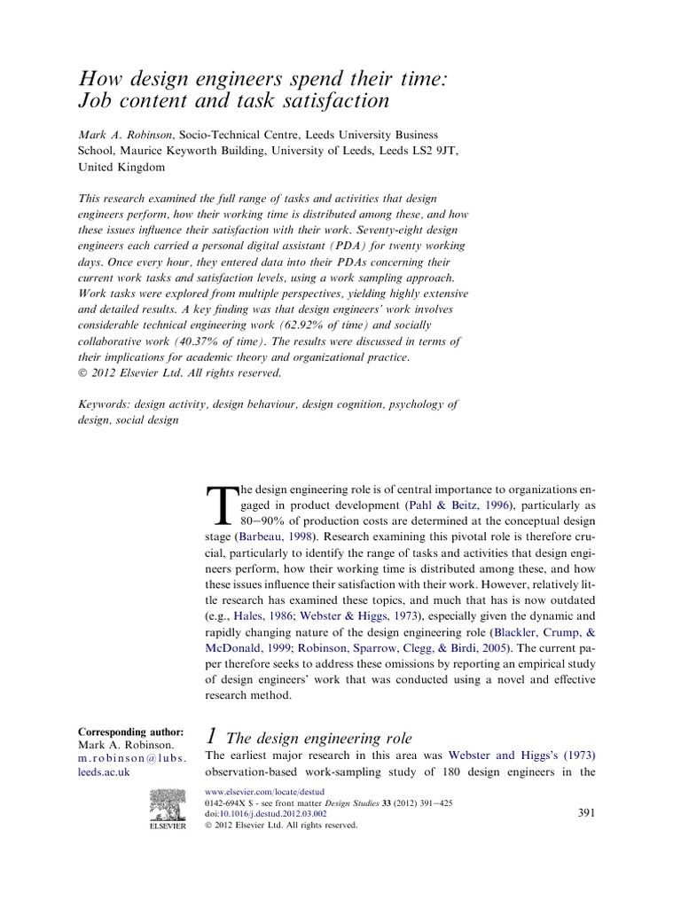 How Design Engineers Spend Their Time Jo | PDF | Information | Self ...