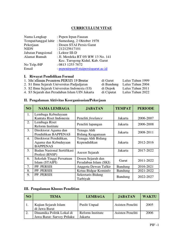 CV Pepen IF | PDF