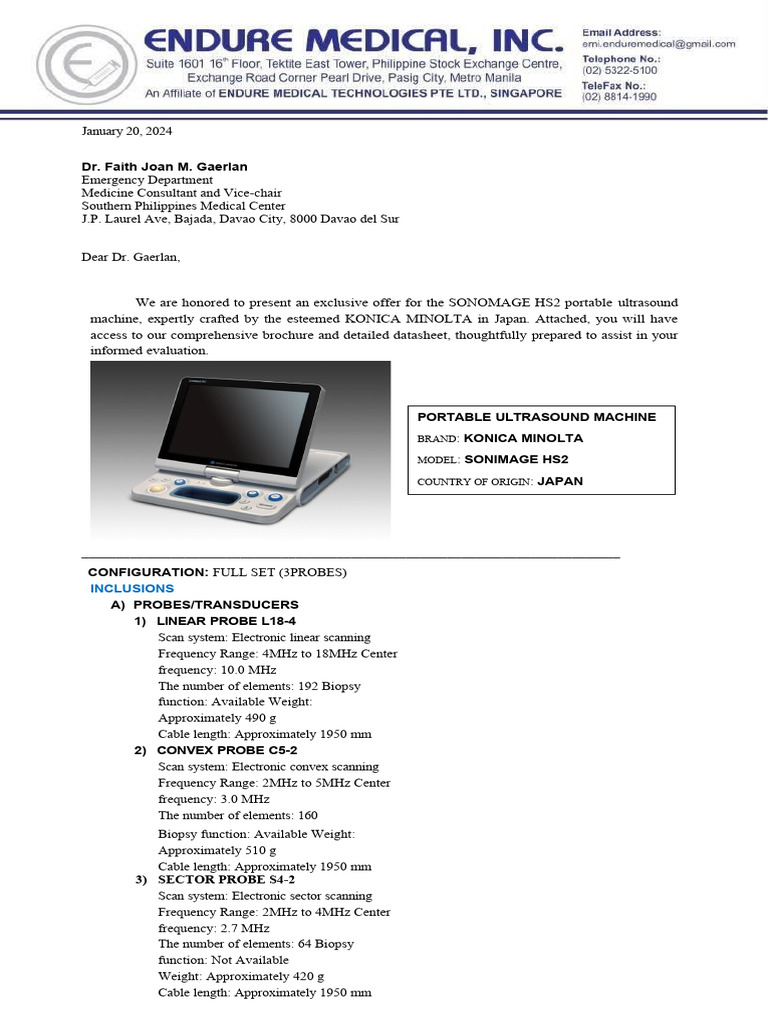 Proposal (Um, Full 3 Probes) - Konica Minolta Hs2 012024 | PDF | Equipment