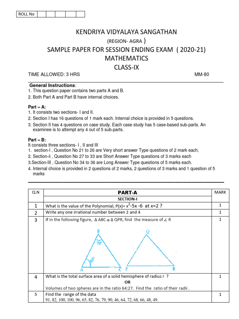 Maths QP Sample Paper | PDF | Area | Euclidean Geometry