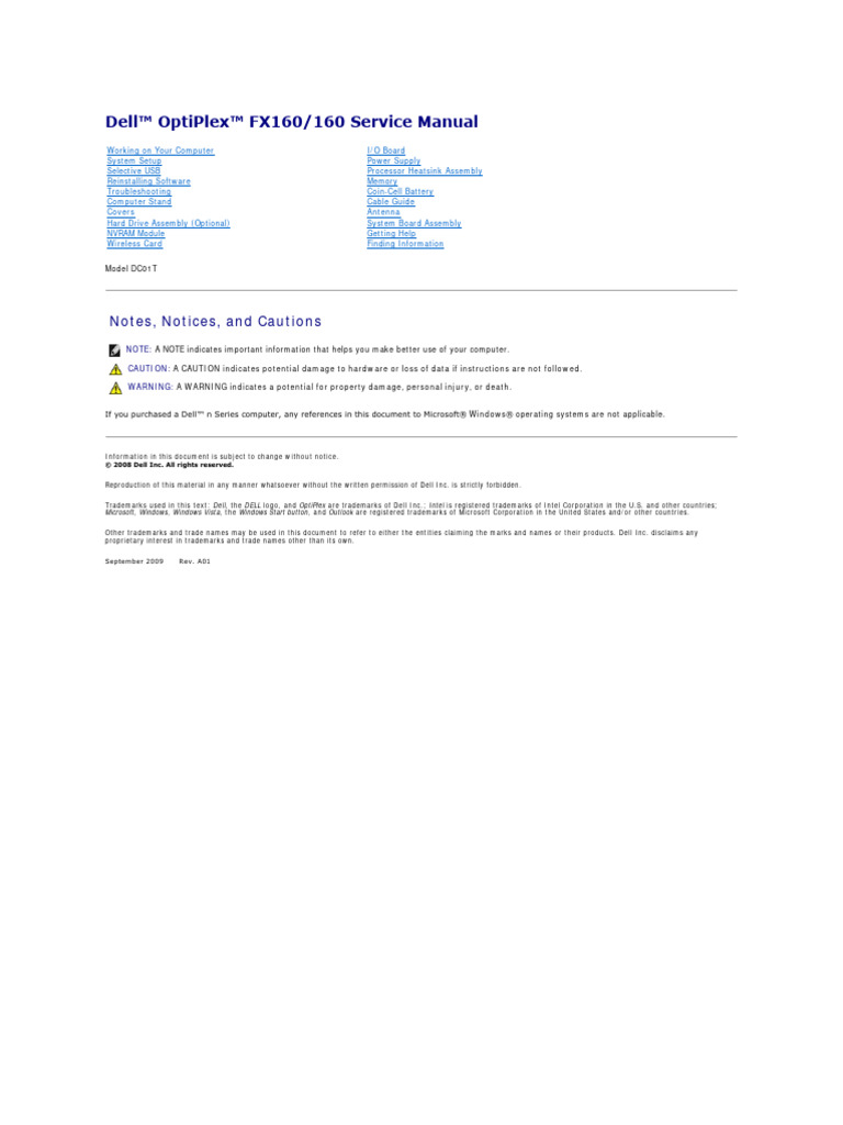 All-Products Esuprt Desktop Esuprt Optiplex Desktop Optiplex-Fx160 Service Manual En-Us | PDF ...