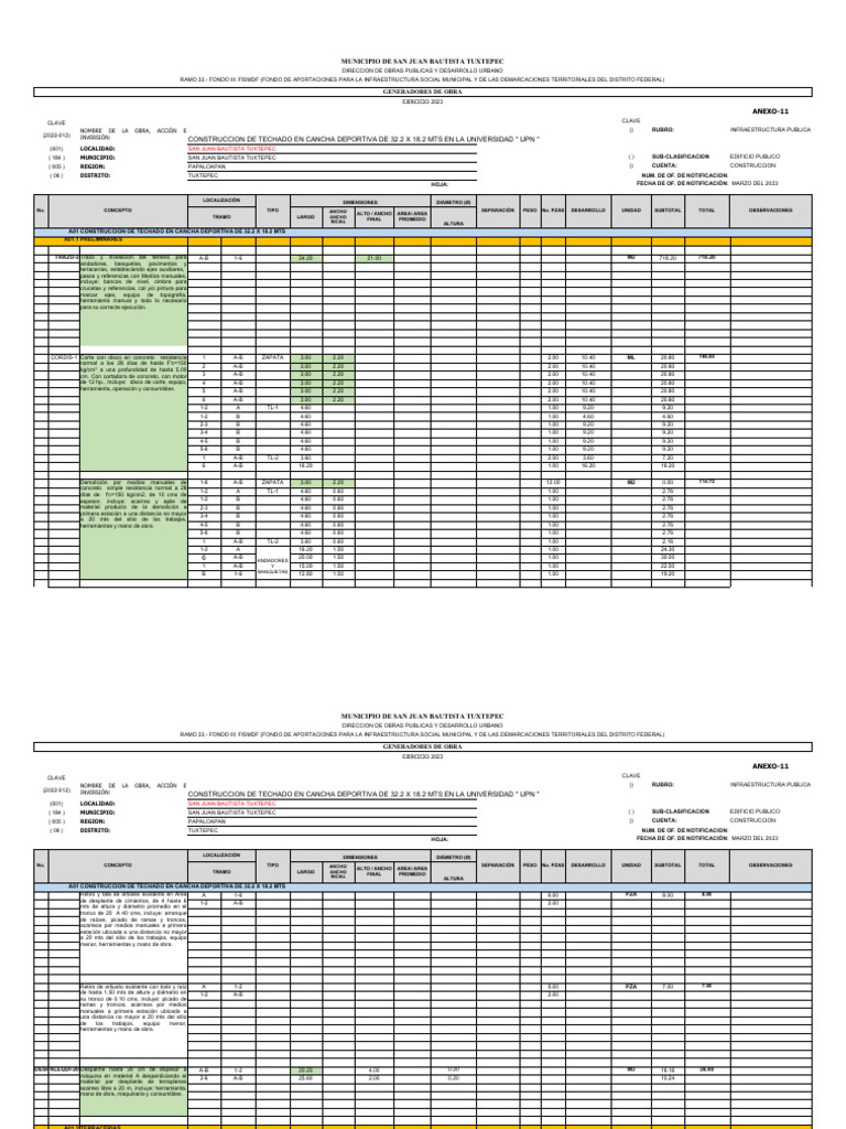 Techado Deportivo en Tuxtepec | PDF | Hormigón | Materiales de construcción
