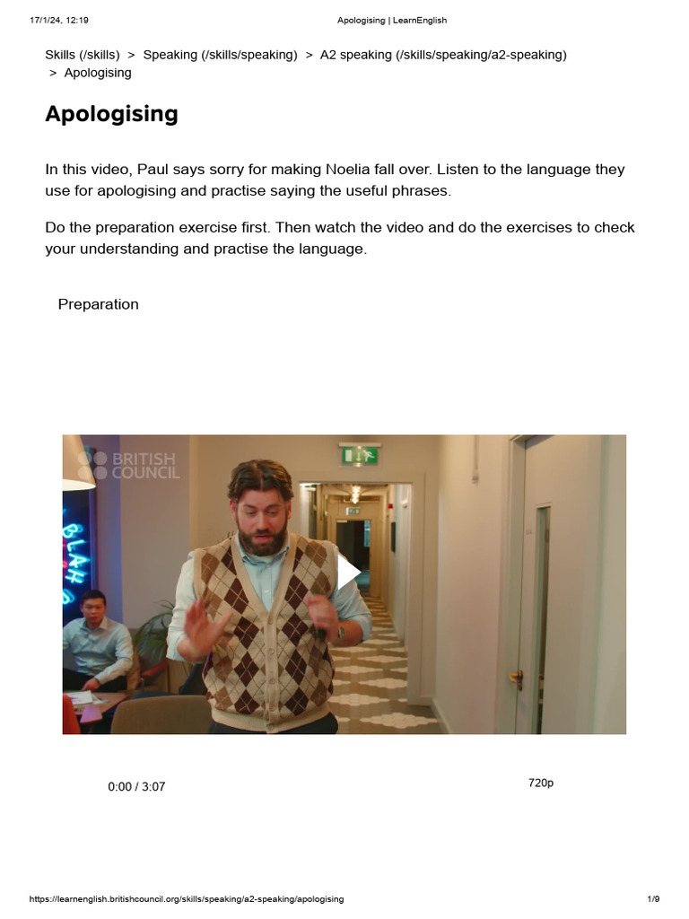 A2 Speaking: Apologising Skills | PDF | Educational Technology | Learning