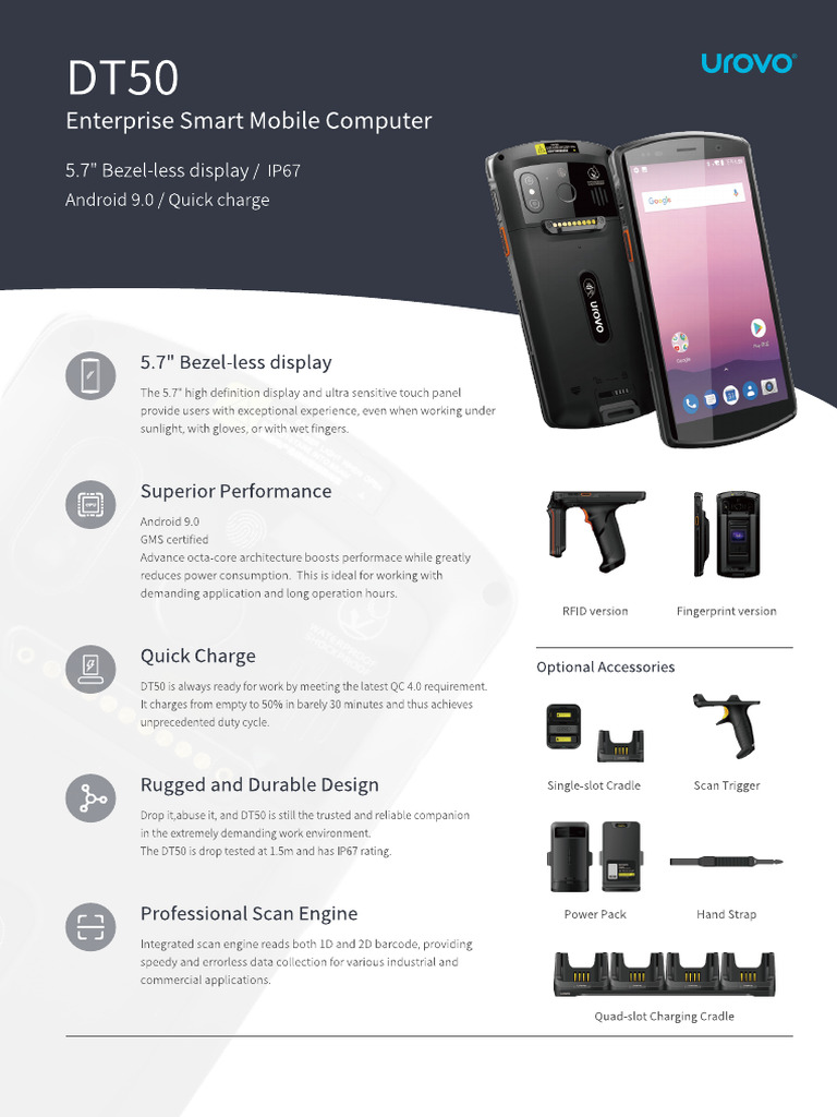 Urovo DT50 Mobile Computer PDA Device Brochure | PDF