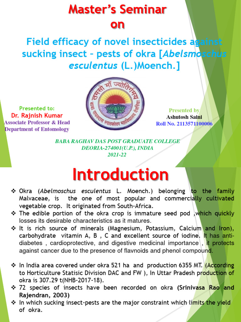 Insecticide Efficacy for Okra Pests | PDF | Insecticide | Pest (Organism)