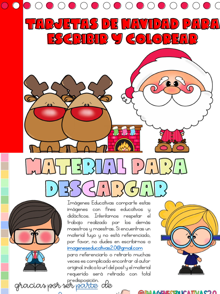 Tarjetas Navidad para Colorear y Escribir | PDF