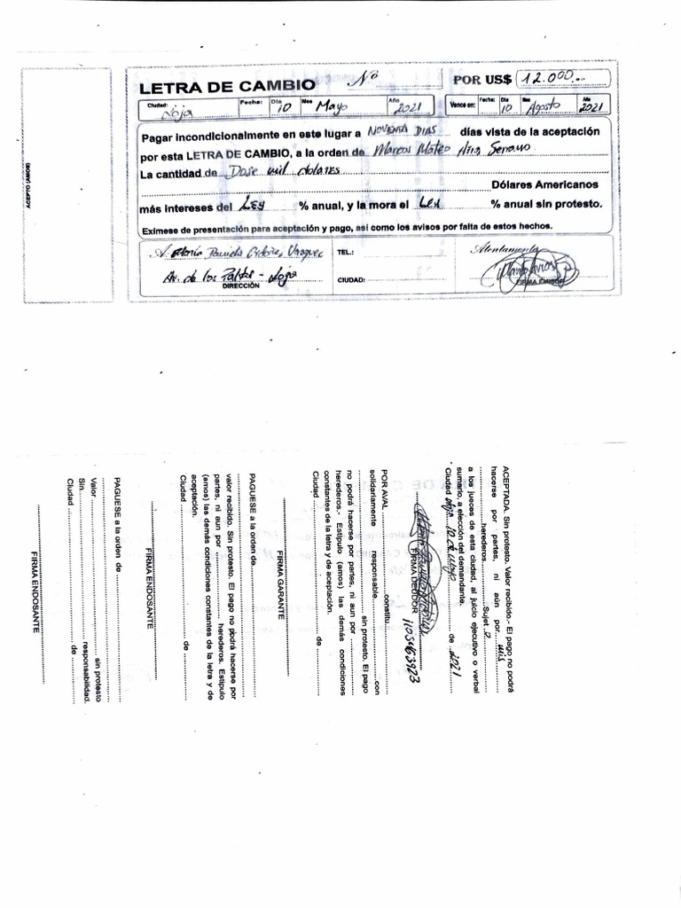 Letra de Cambio | PDF