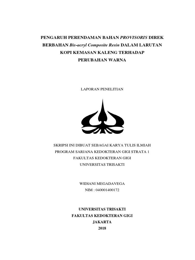 Pengaruh Perendaman Bahan Provisoris Direk BERBAHAN Bis-Acryl Composite ...