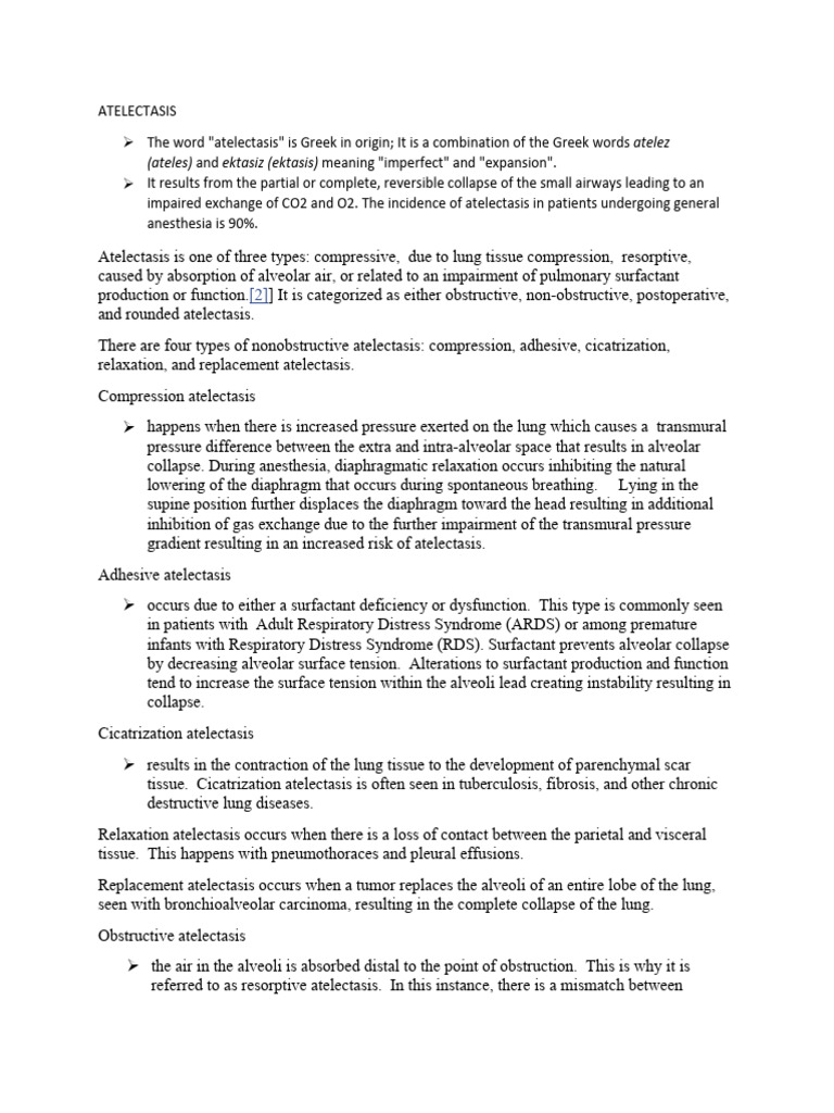 ATELECTASIS | PDF | Lung | Respiratory Diseases