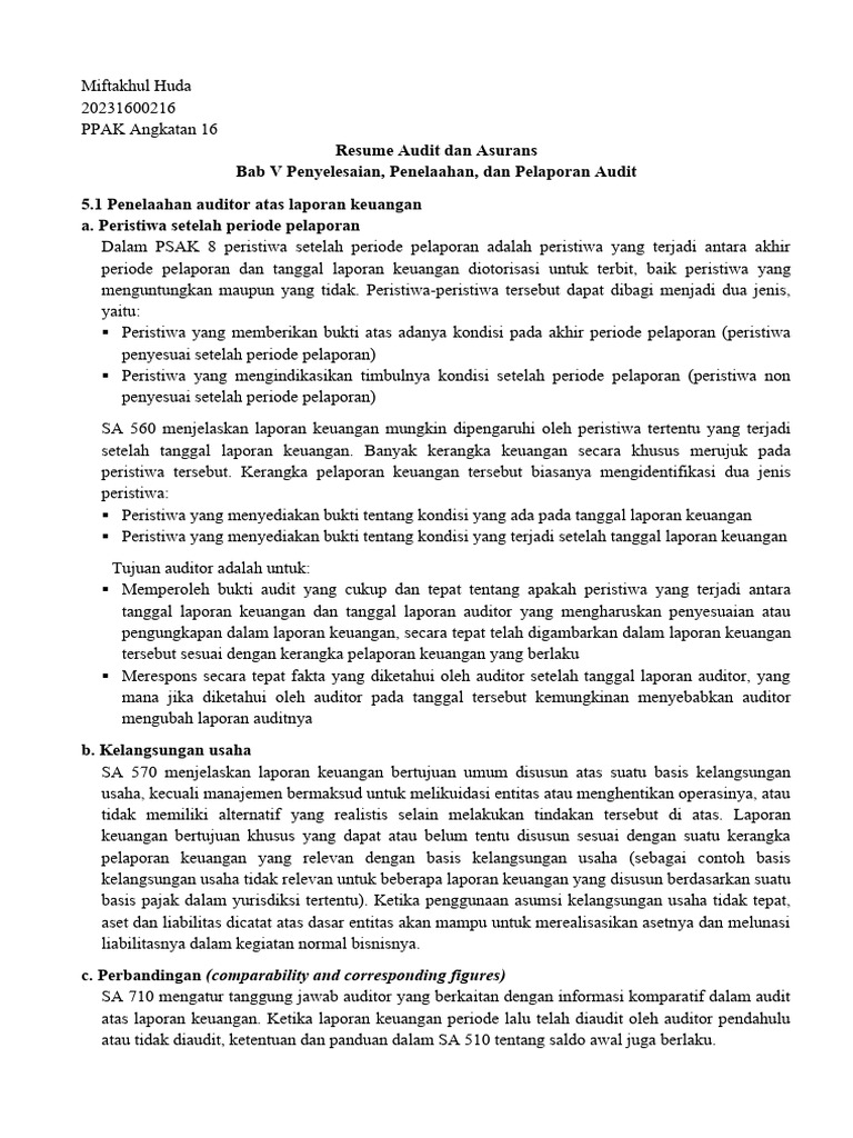 Audit Bab 5 | PDF | Karier & Perkembangan | Bisnis