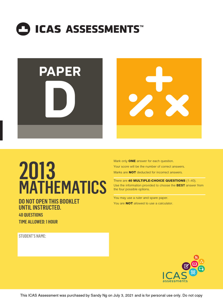 2013 ICAS Mathematics Paper D | PDF | Shape | Middle East
