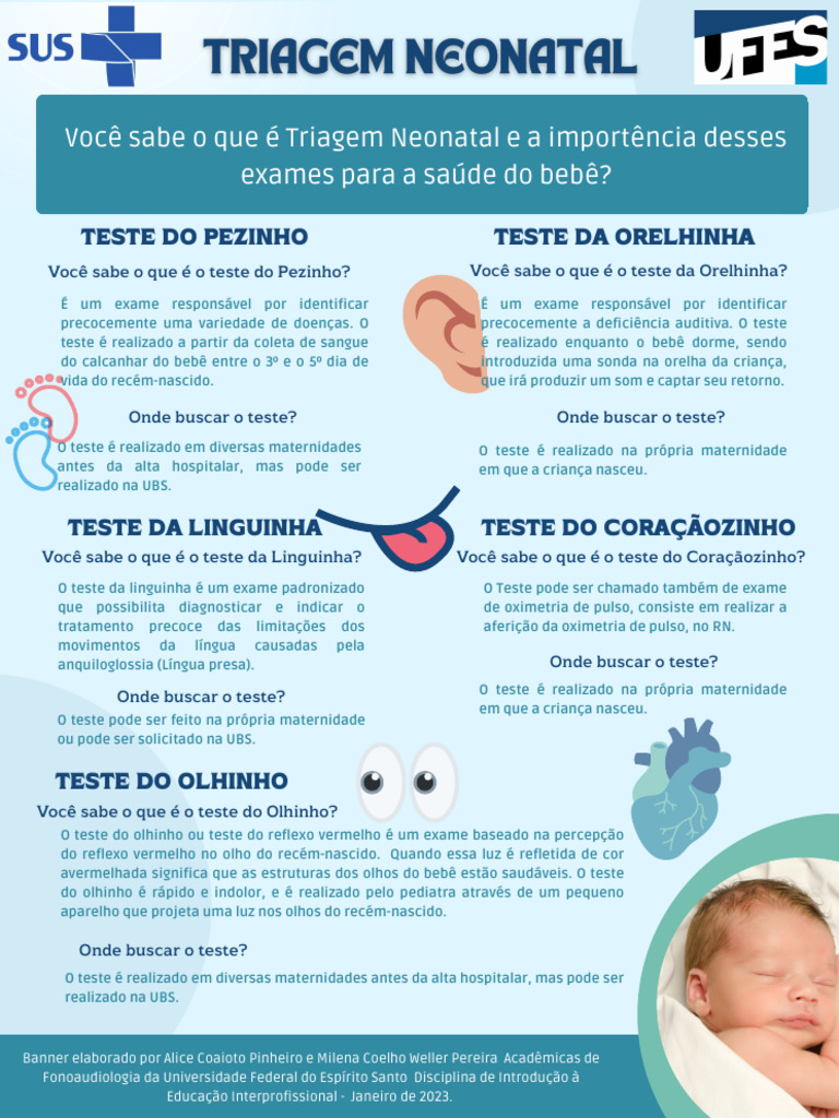 Banner Triagem Neonatal | PDF | Especialidades médicas | Remédio