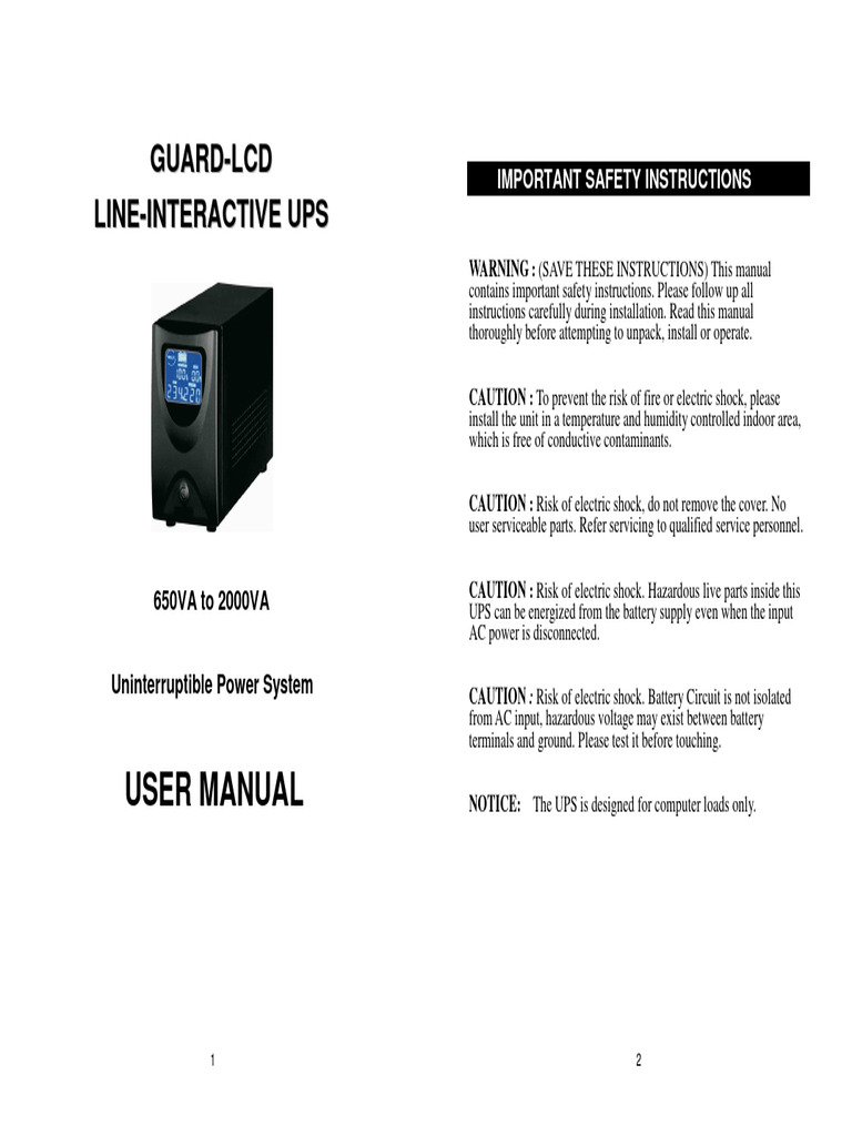 Ups Guard LCD Manual | PDF | Physical Quantities | Electric Power