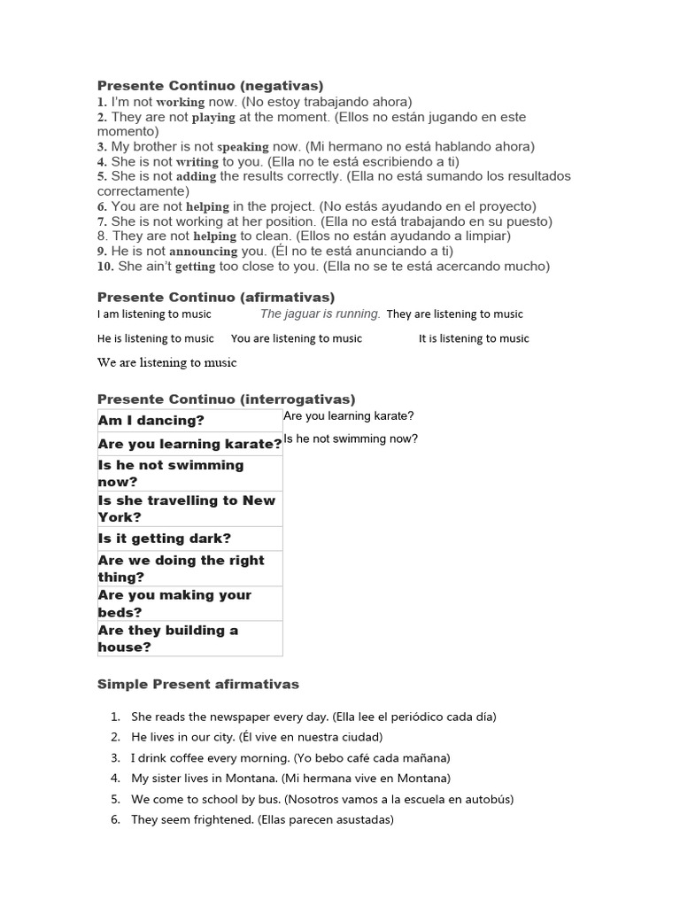 Presente Continuo | PDF