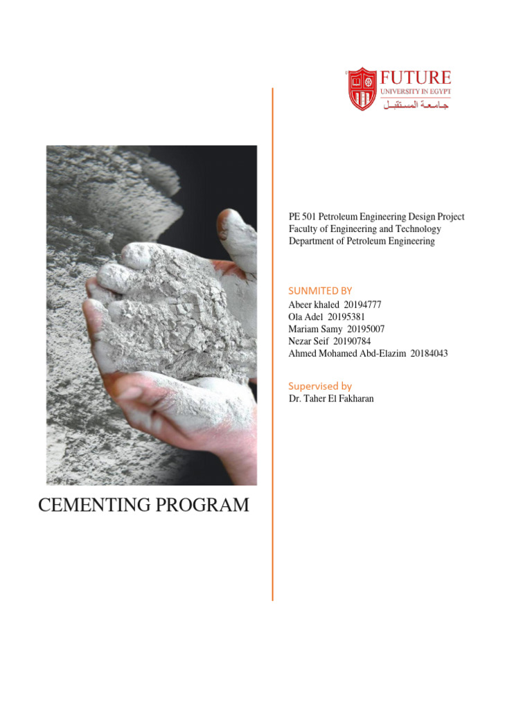 Cementing Program Dr. Fakharanyy | PDF | Casing (Borehole) | Cement