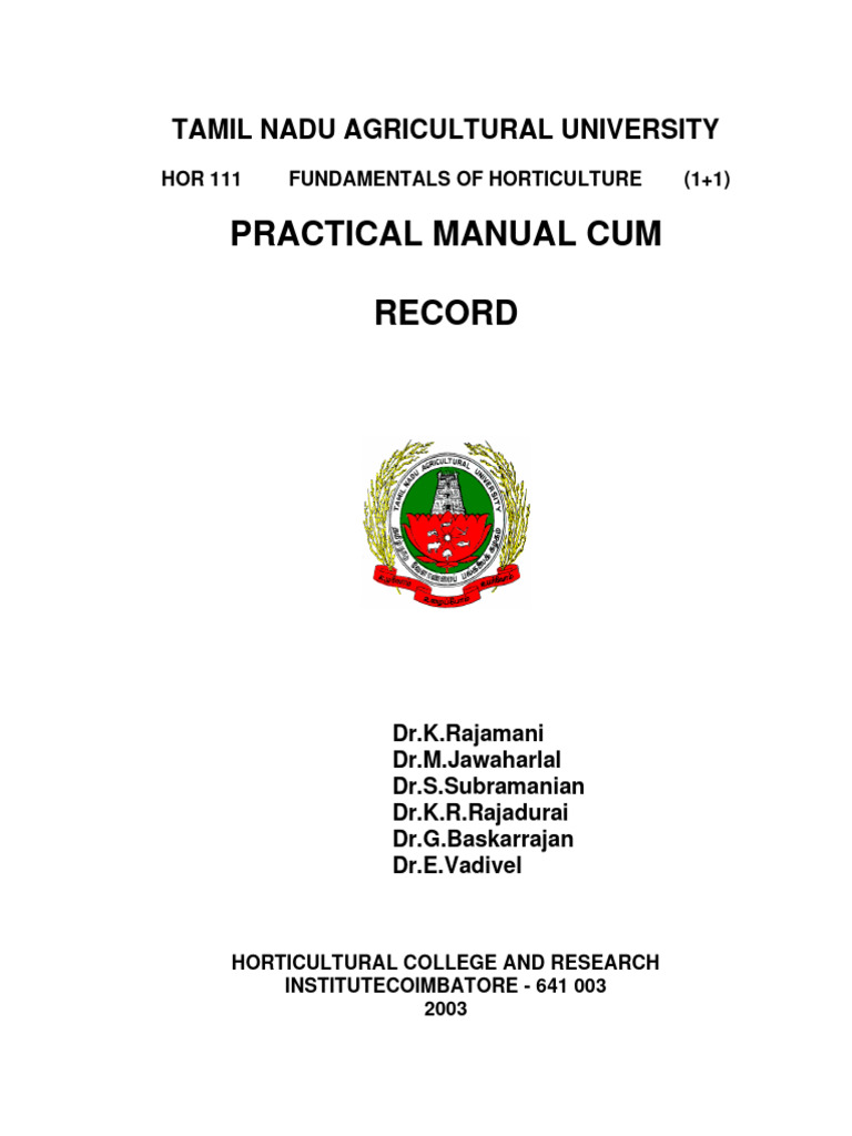 Practical Manual HRT | PDF | Plant Nursery | Botany