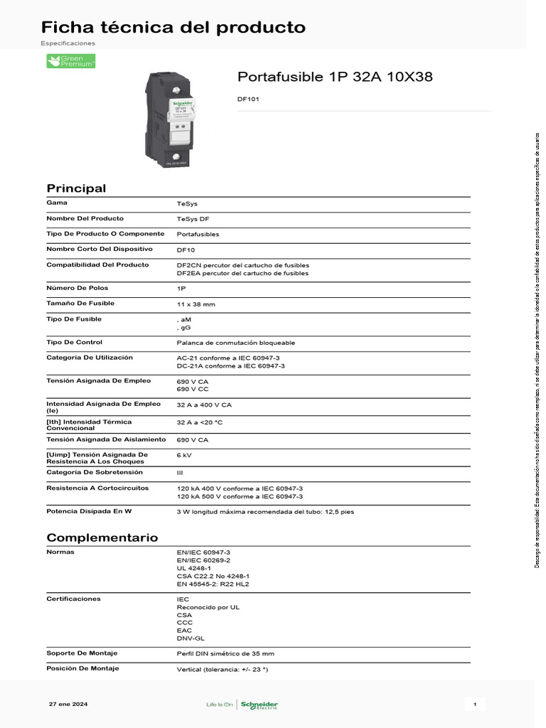 Schneider Electric - TeSys-DF - DF101 | PDF | Fusible (Eléctrico ...