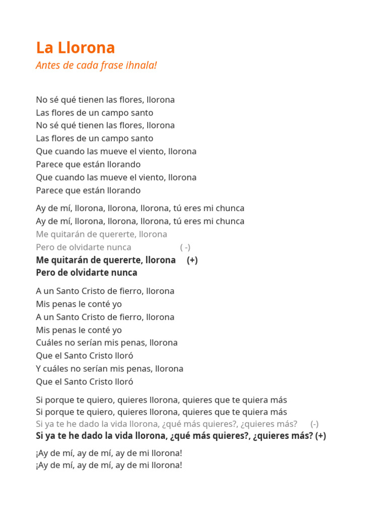 La Llorona: Poesía y Lamento | PDF