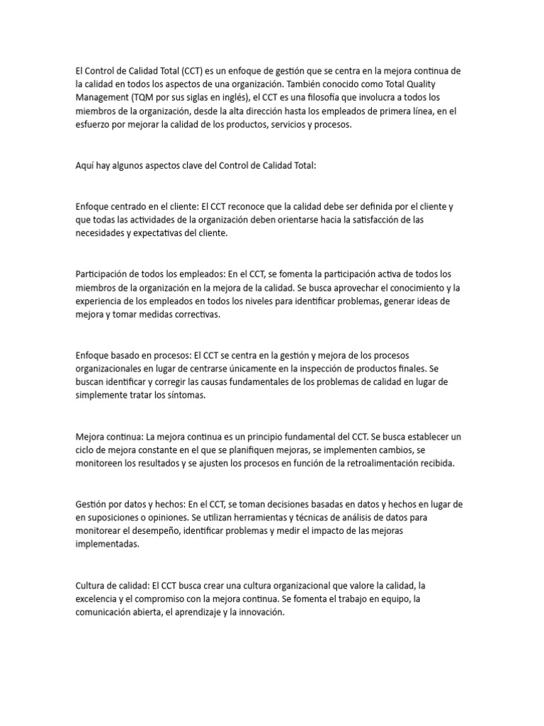 Enfoque Total de Calidad Empresarial | PDF