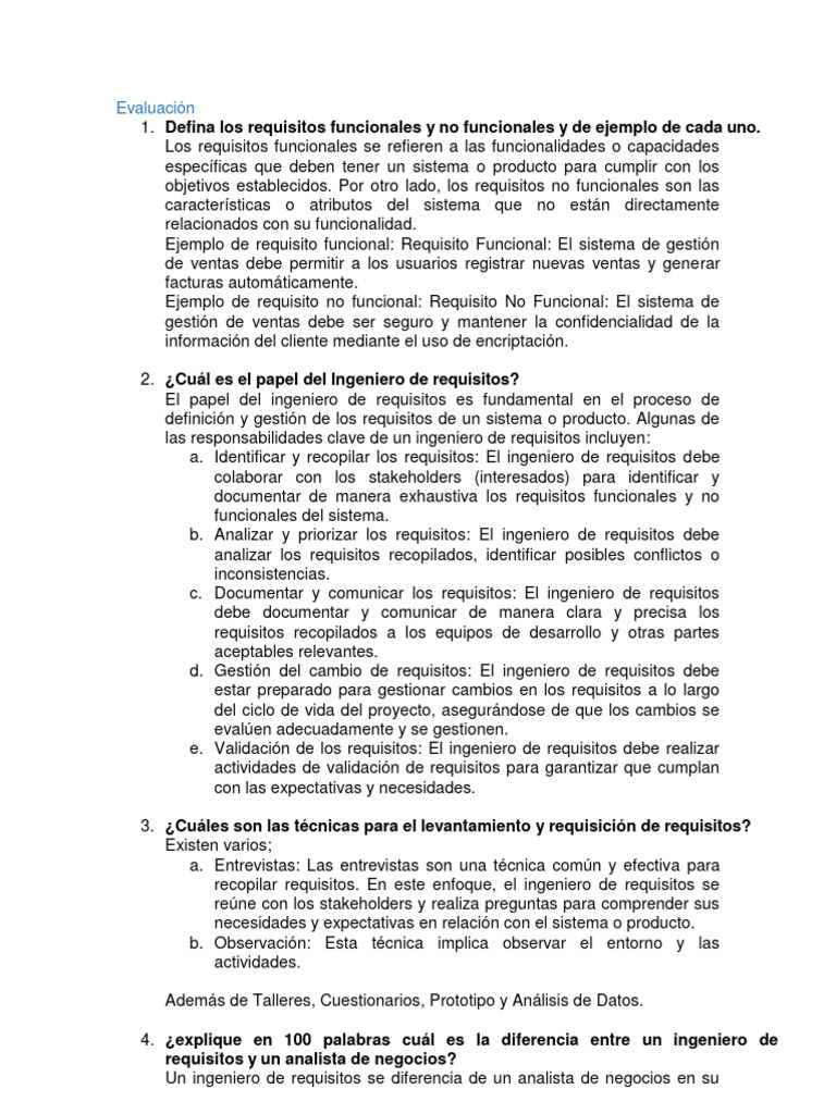 Requisitos Funcionales y Rol del Ingeniero | PDF | Software | Ciencia de sistemas
