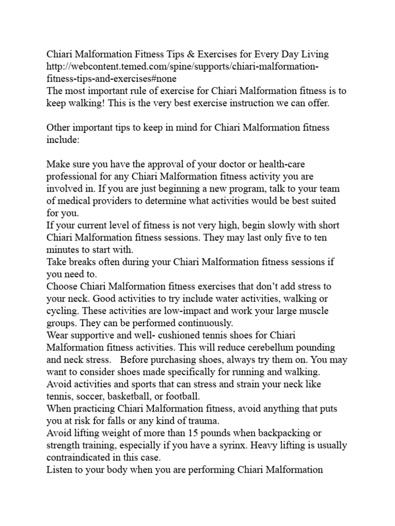 Chiari Exercise | PDF | Physical Fitness | Headache