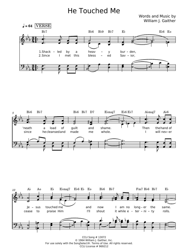 He Touched Me - William J. Gaither | PDF