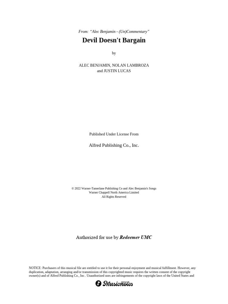 Devil Doesn't Bargain - C Minor - MN0260991 | PDF | Data Management ...