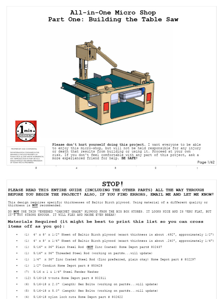 Micro Shop by One Minute Workbench Part 1 | PDF | Screw | Equipment
