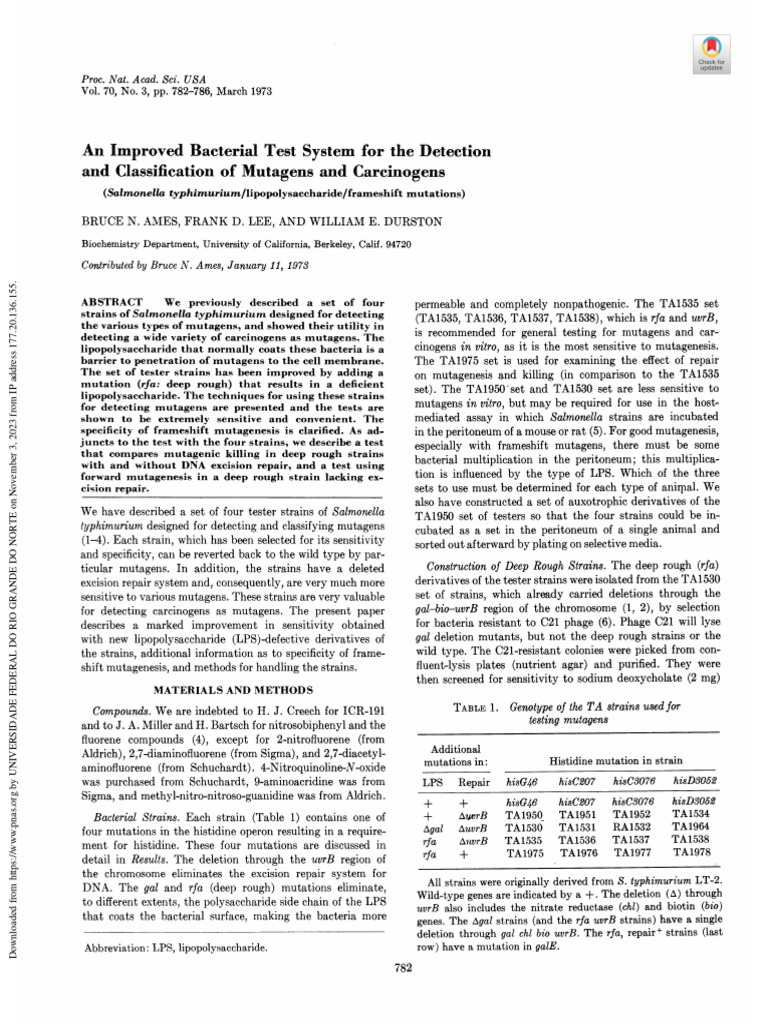 Ames Et Al 1973 an Improved Bacterial Test System for the Detection and ...