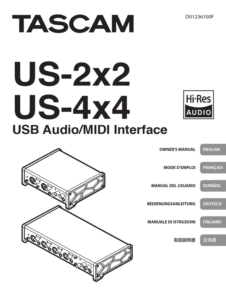 US-2x2 US-4x4: USB Audio/MIDI Interface | PDF | Installation (Computer ...