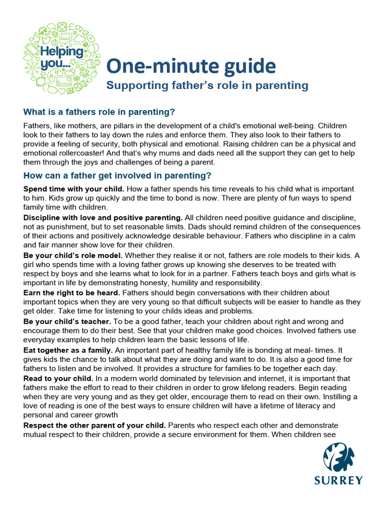 One Minute Guide Supporting Fathers Role in Parenting | PDF | Parenting ...