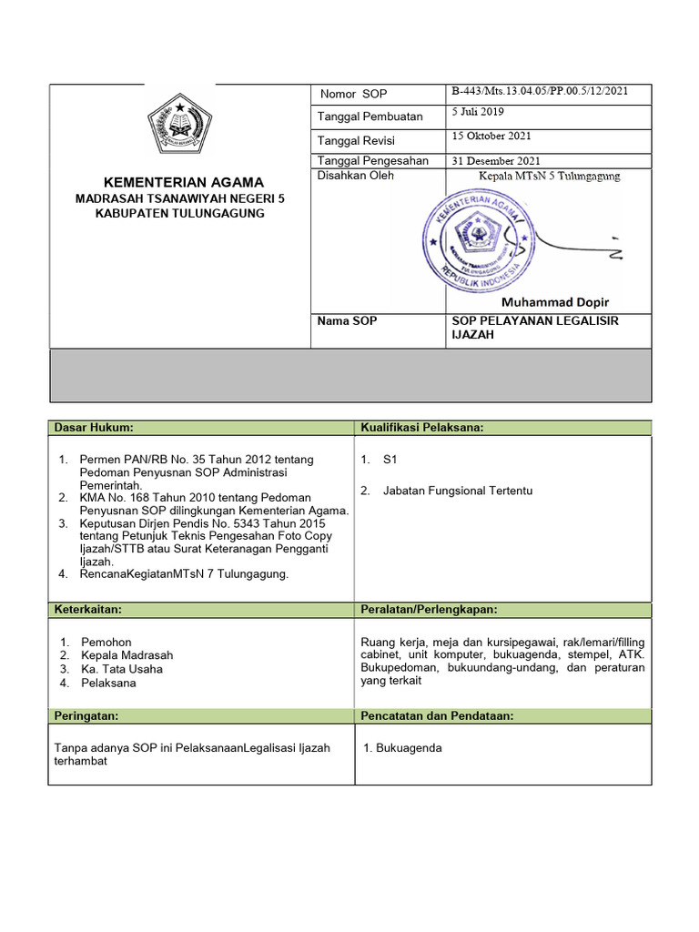 Sop Contoh Format BKN | PDF