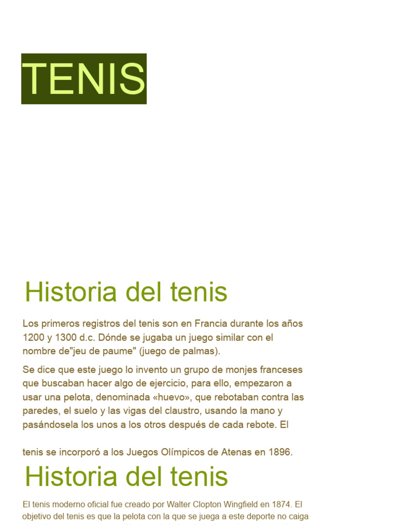 Presentación Tenis | PDF | Grand Slam (Tenis) | Juegos de pelota