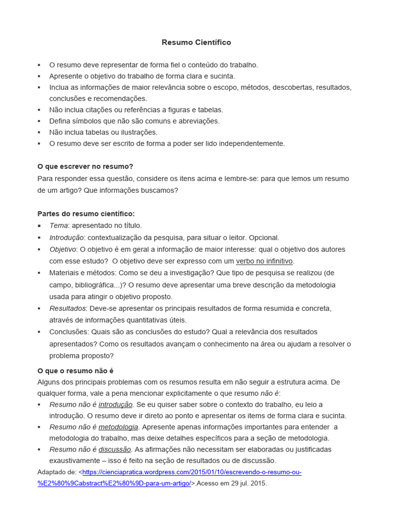 COMO RESUMIR UM TEXTO e Resumos para Atividades | PDF