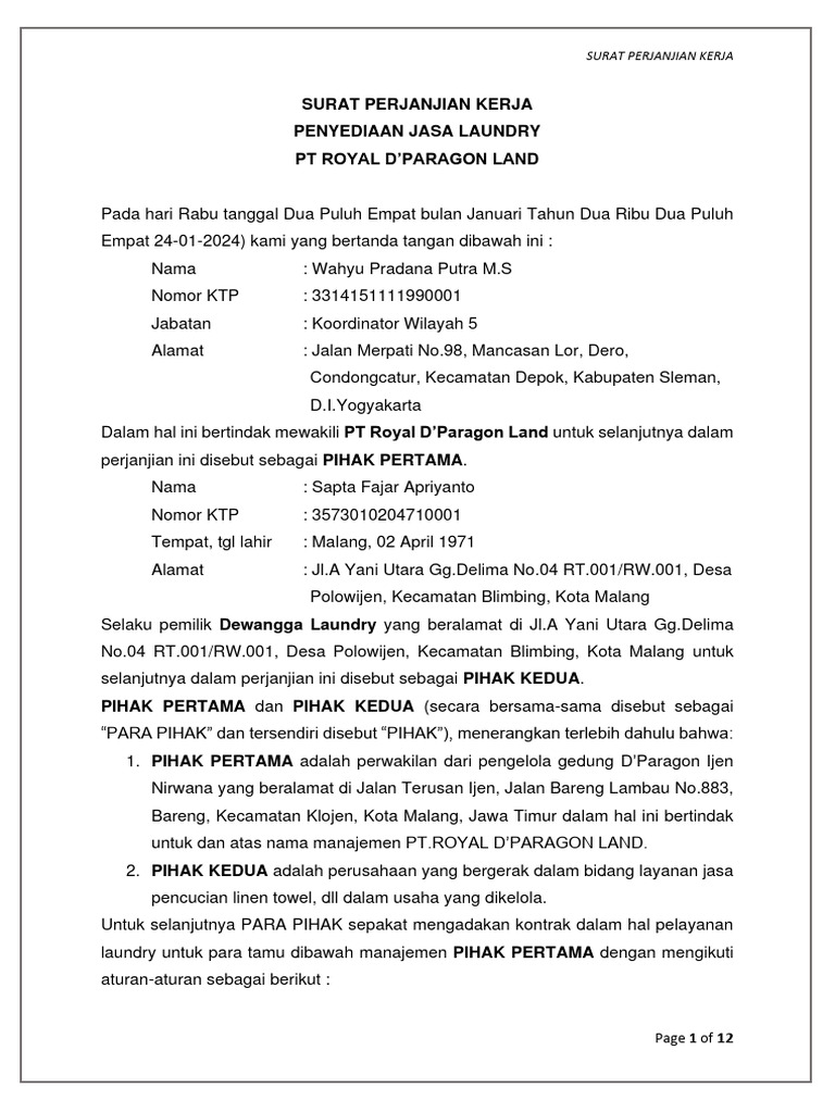 SPK Dewangga Laundry | PDF