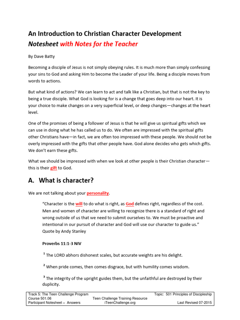 Christian Character Development Guide | PDF | Disciple (Christianity ...