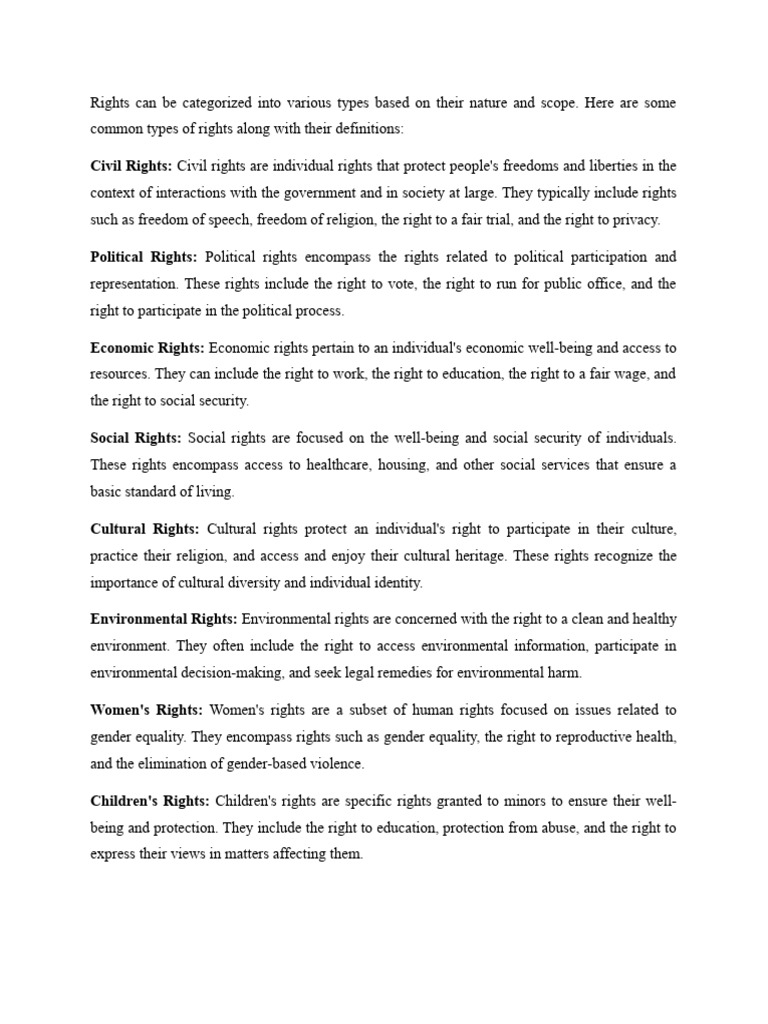 Types of Rights | PDF | Rights | Gender Studies