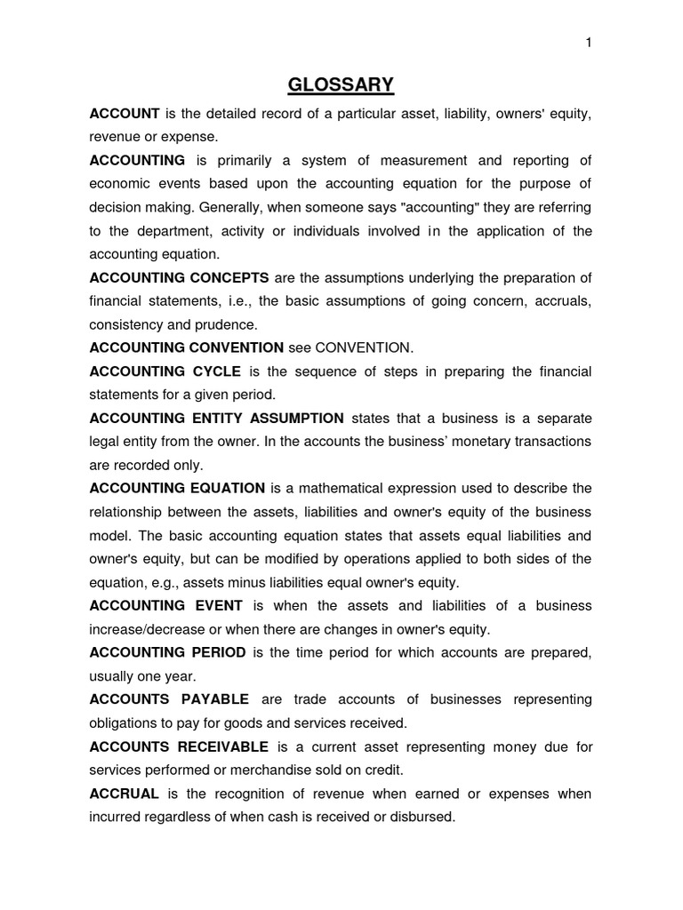 Accounting Glossary | PDF