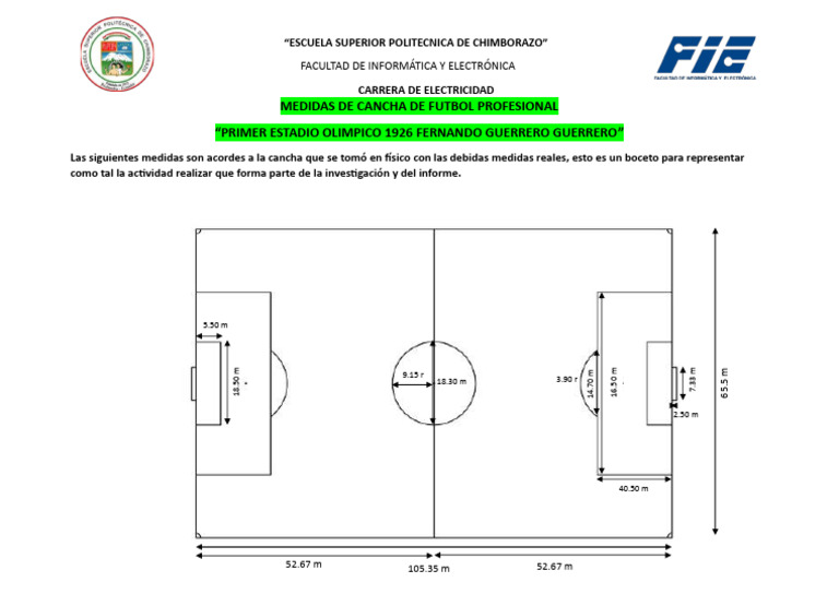 Medidas de Cancha de Futbol Profesional Educacion Fisica | PDF
