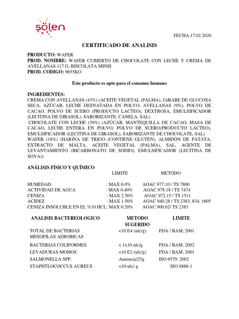Biscolata Minis 117g | PDF | Leche | Chocolate