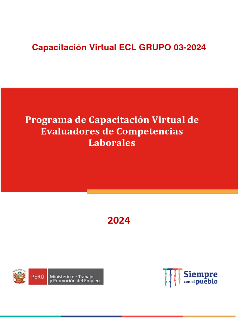 Programa - Capacitación Virtual ECL GRUPO 03-2024 | PDF | Evaluación