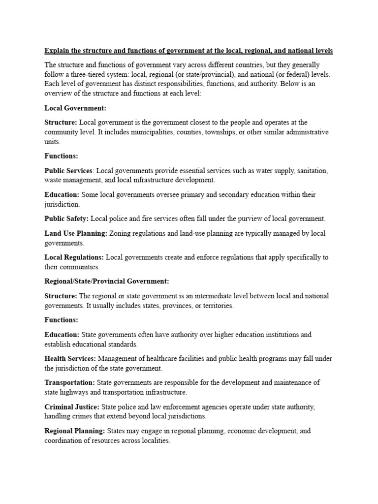 Government Structure and Functions Overview | PDF | Police | Federal ...