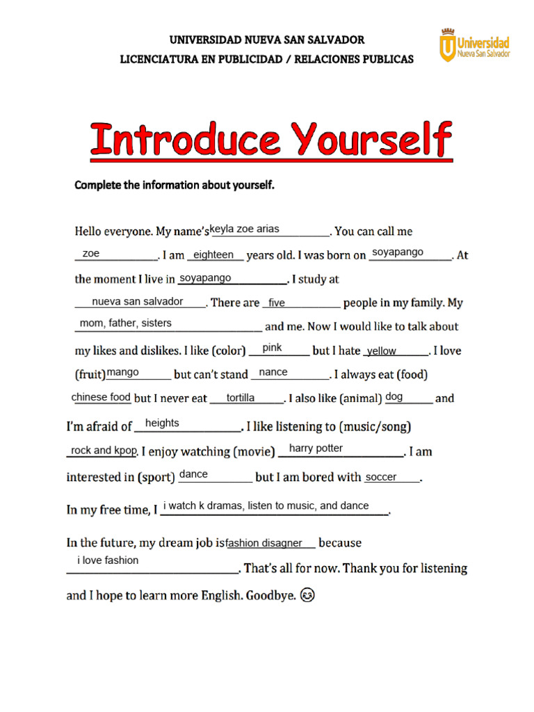 Introduce Yourself | PDF